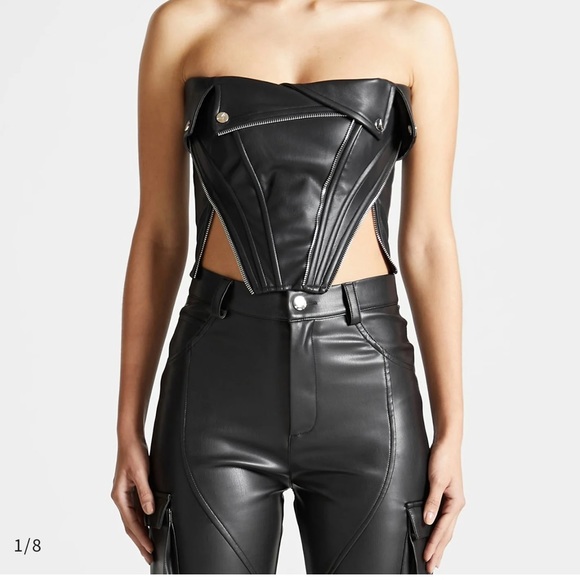Maniere De Voir | Tops | Sleeve Less Leather Top | Poshmark